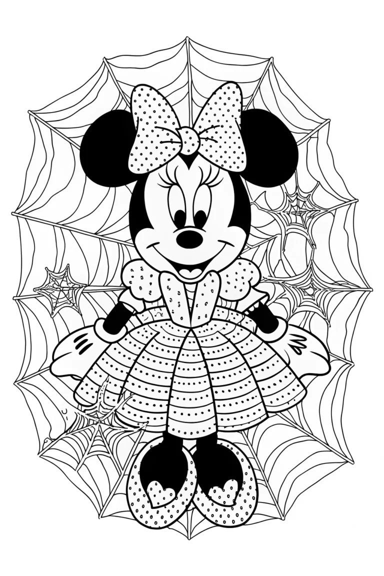 Minnie Mouse's Halloween costume fun Coloring Page - Free & Printable