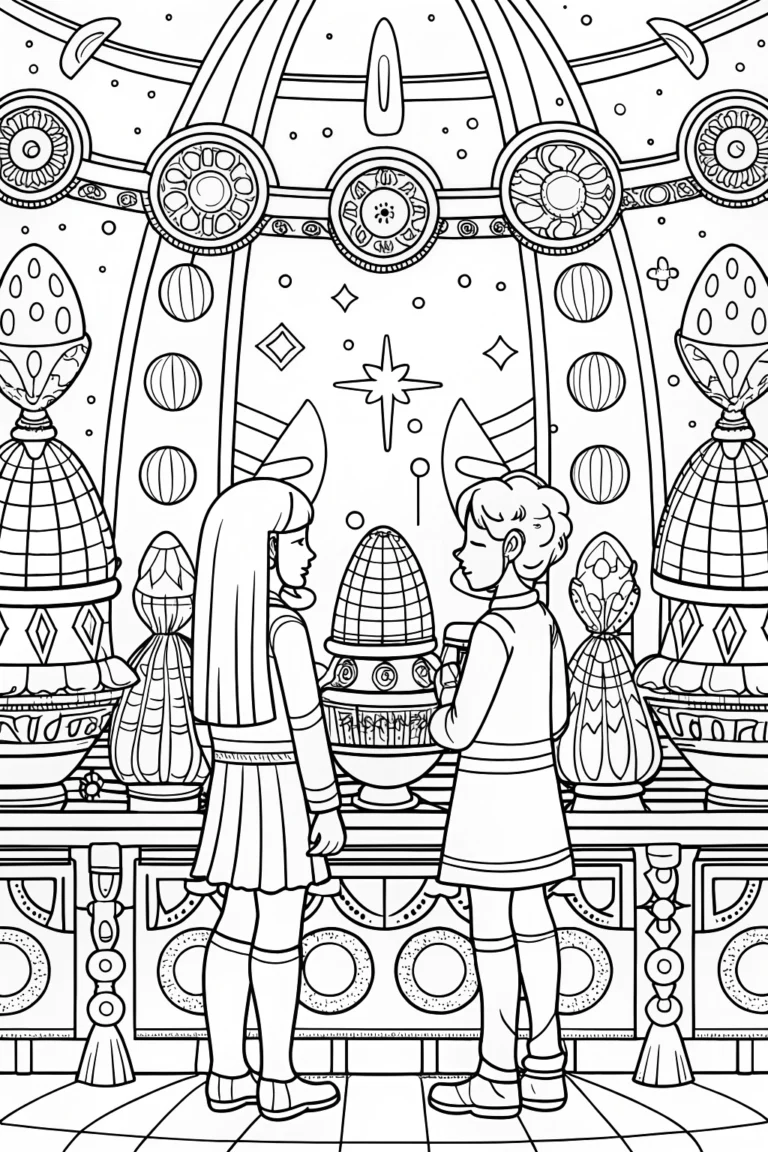Rainbow High students at space bazaar Coloring Page - Free & Printable
