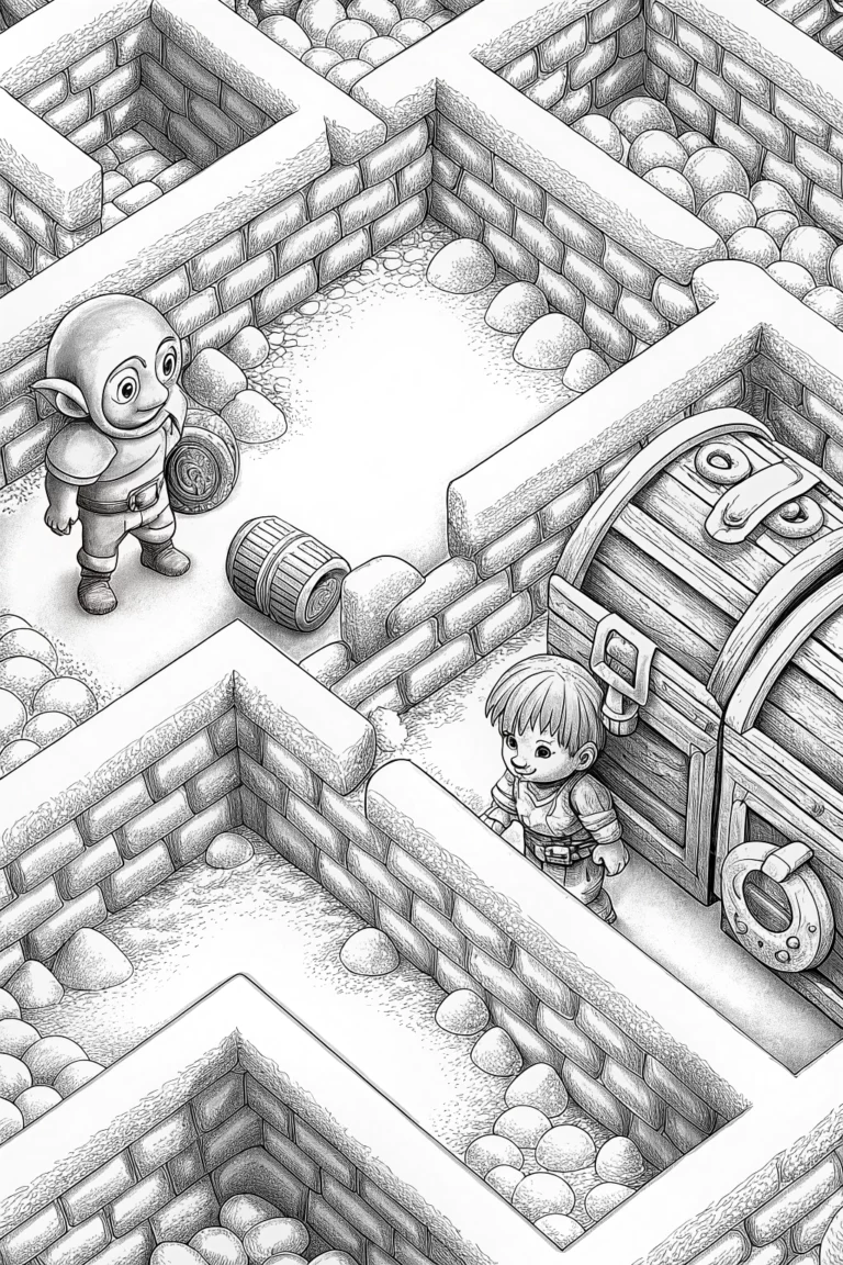Minion treasure hunt in a maze Coloring Page - Free & Printable