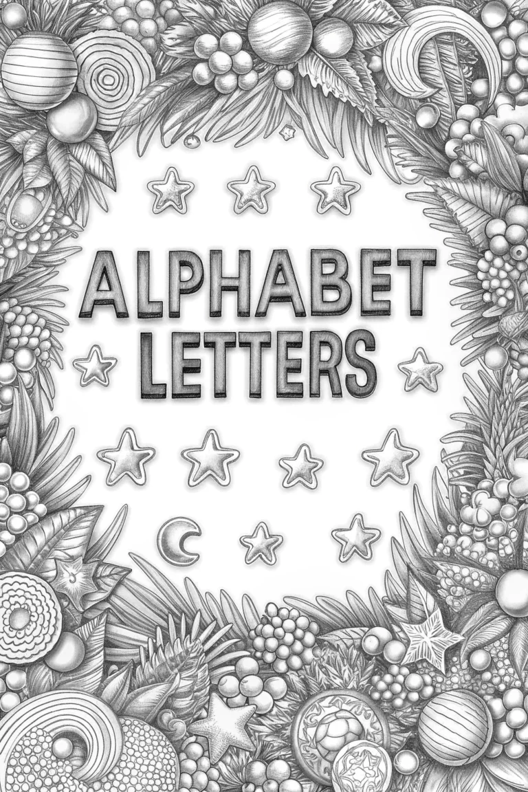 Alphabet letters in a celestial celebration Coloring Page - Free ...