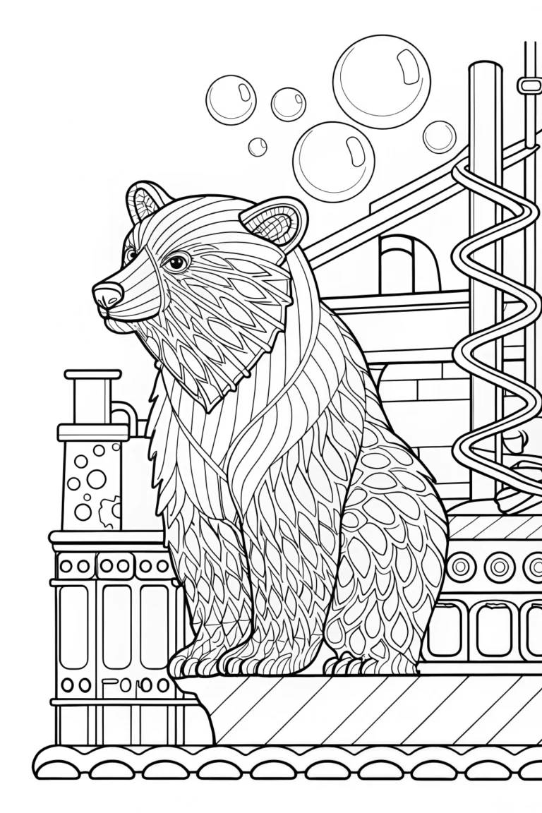 Rainbow bear at the bubblegum factory Coloring Page - Free & Printable