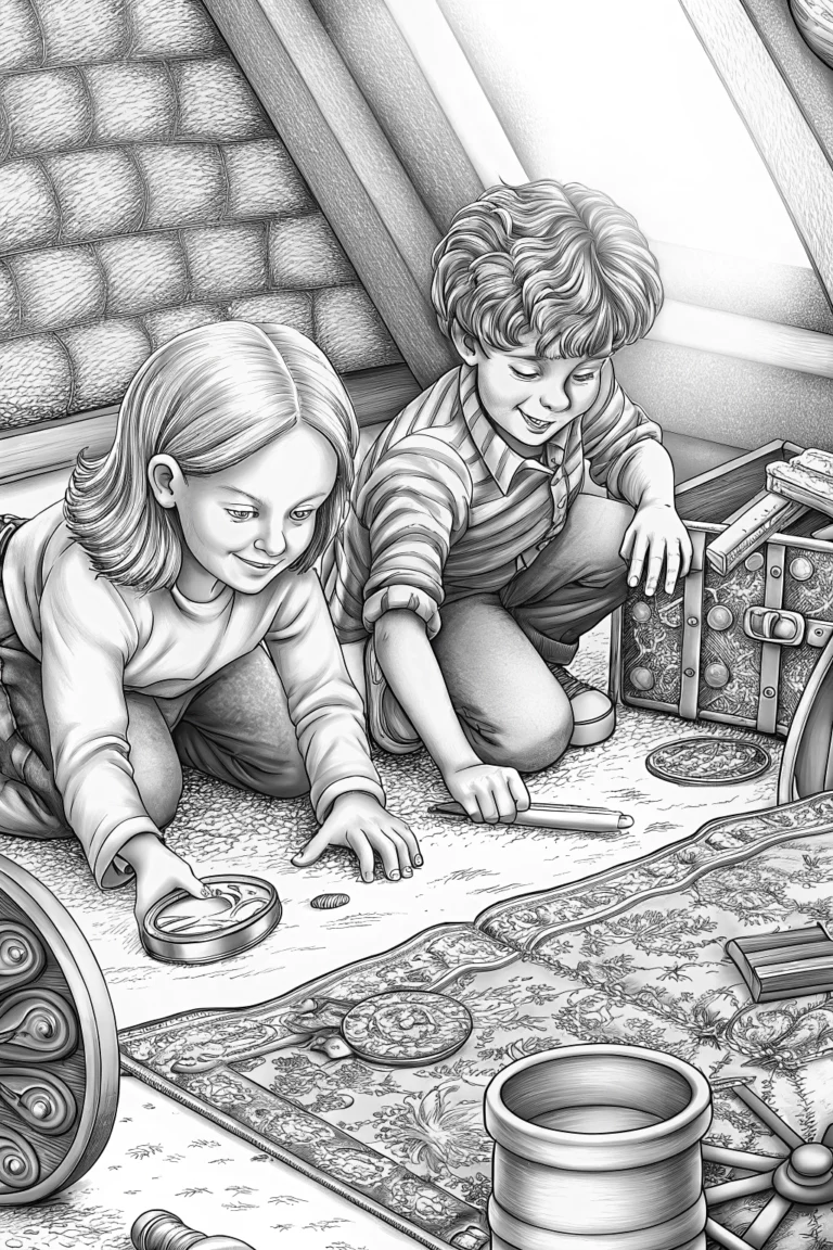 Children uncovering a time capsule Coloring Page - Free & Printable
