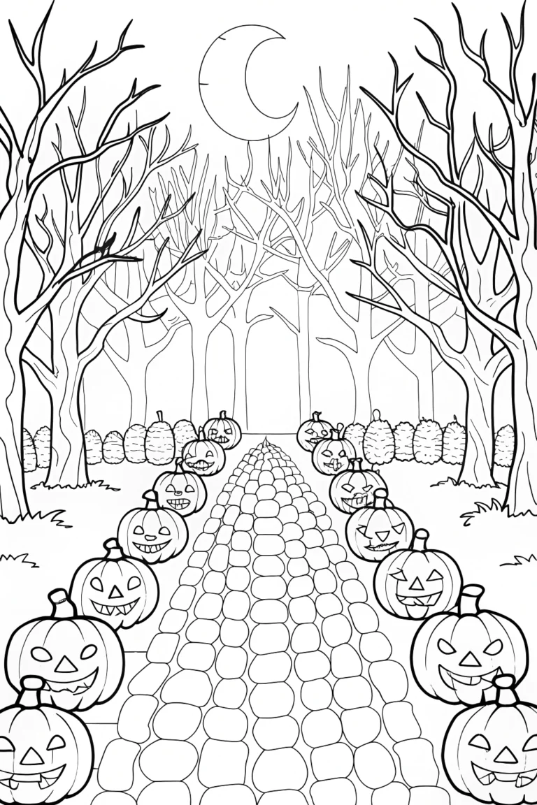 The haunted pumpkin race Coloring Page - Free & Printable