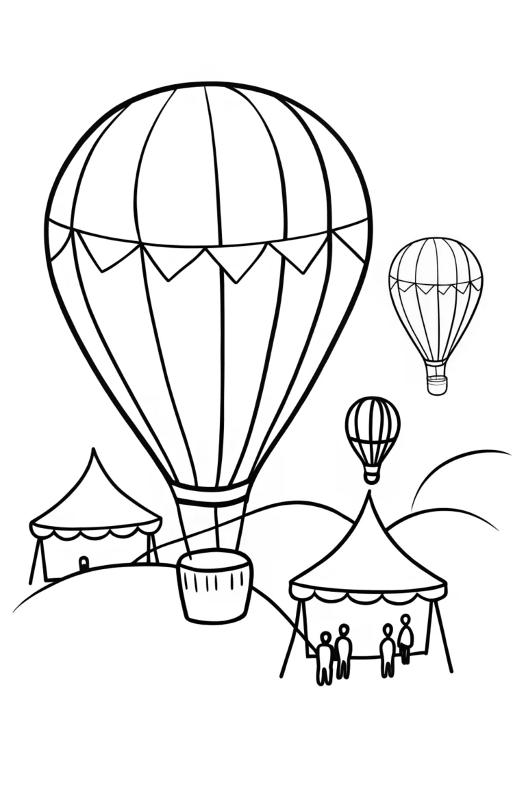Thanksgiving in a hot air balloon bazaar Coloring Page - Free & Printable