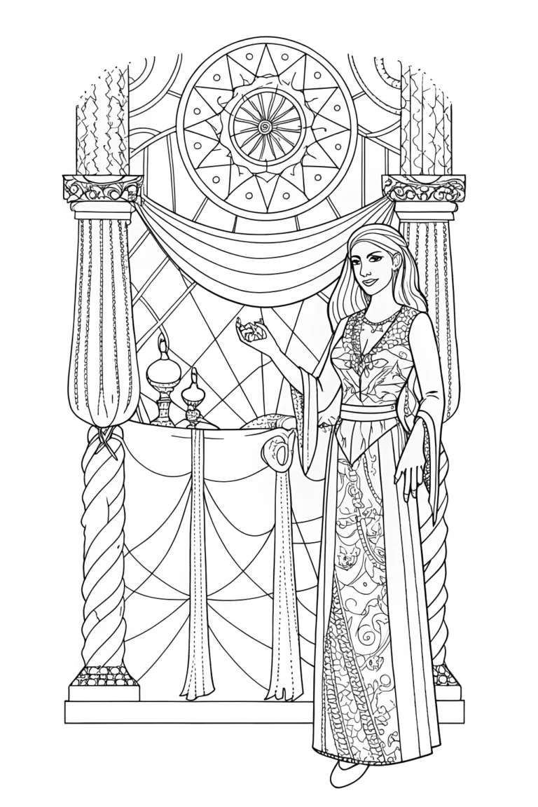Star Weaver at the enchanted loom Coloring Page - Free & Printable