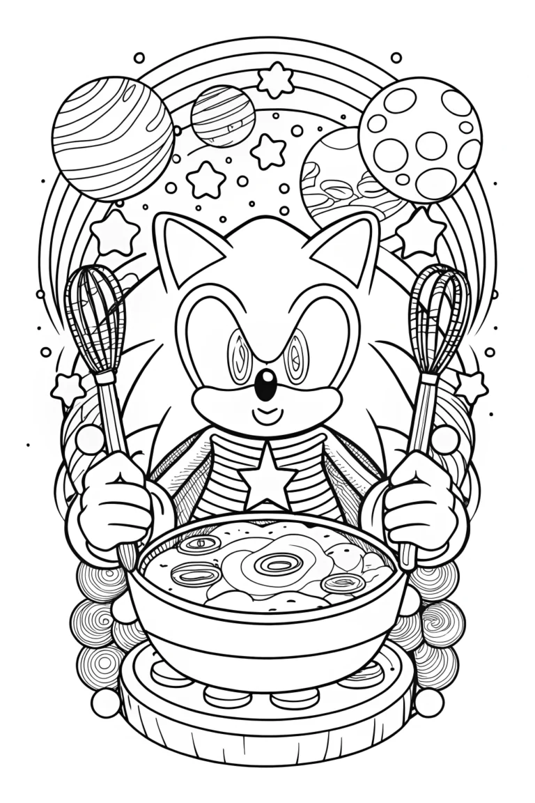 Sonic cooking in space Coloring Page - Free & Printable