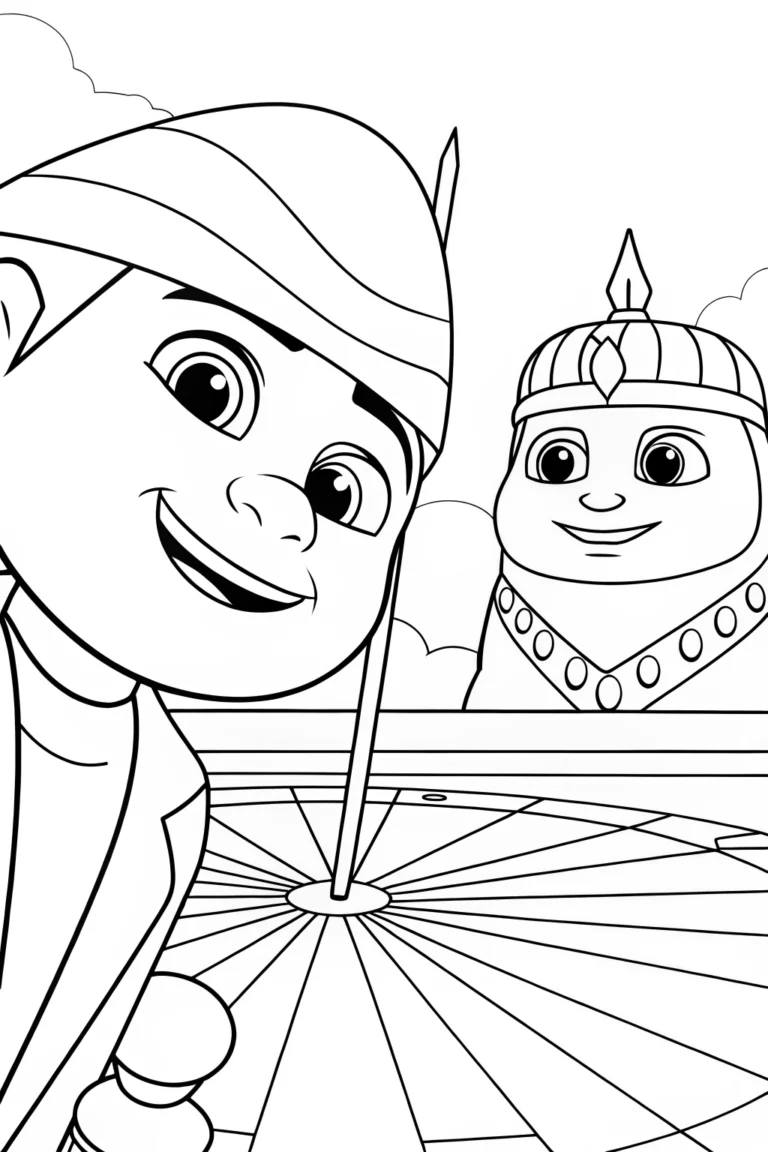 Lightning bolt racing the sundial Coloring Page - Free & Printable