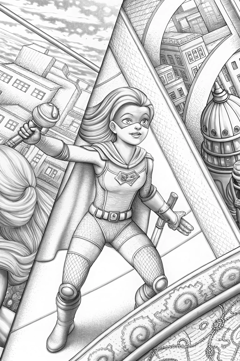 Barbie's superhero comic adventure Coloring Page - Free & Printable