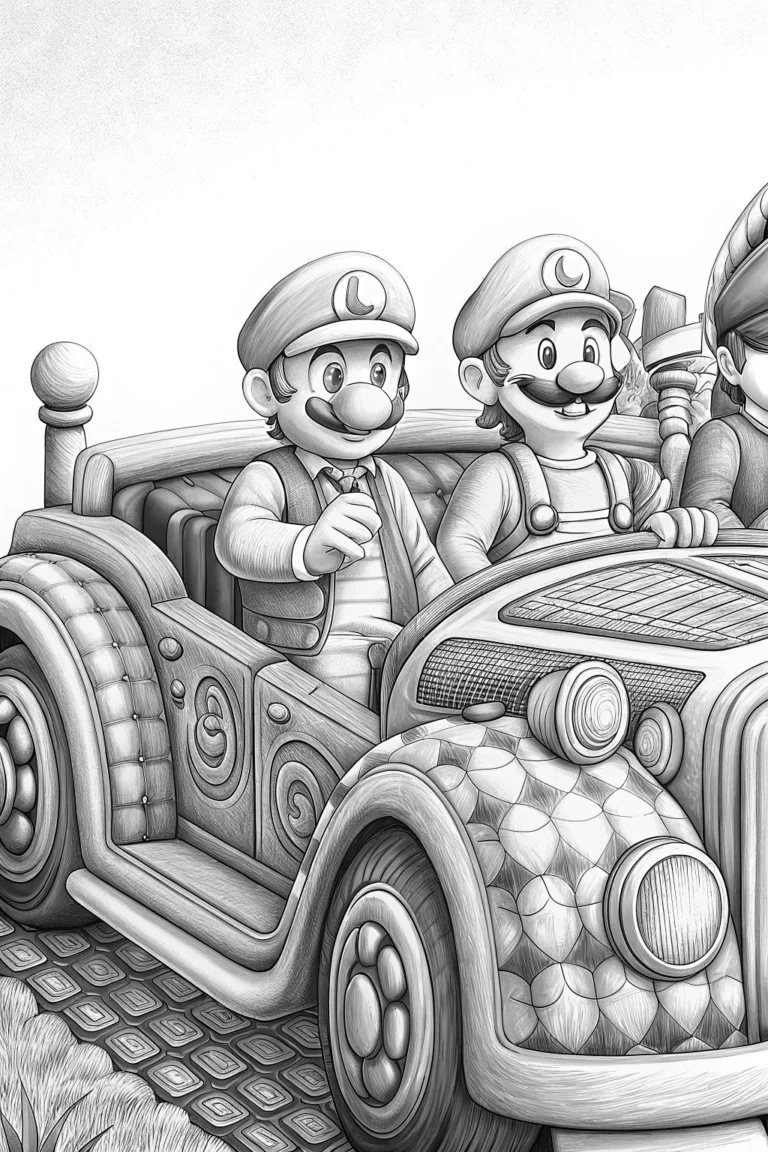 Mario and Luigi's musical time machine Coloring Page - Free & Printable