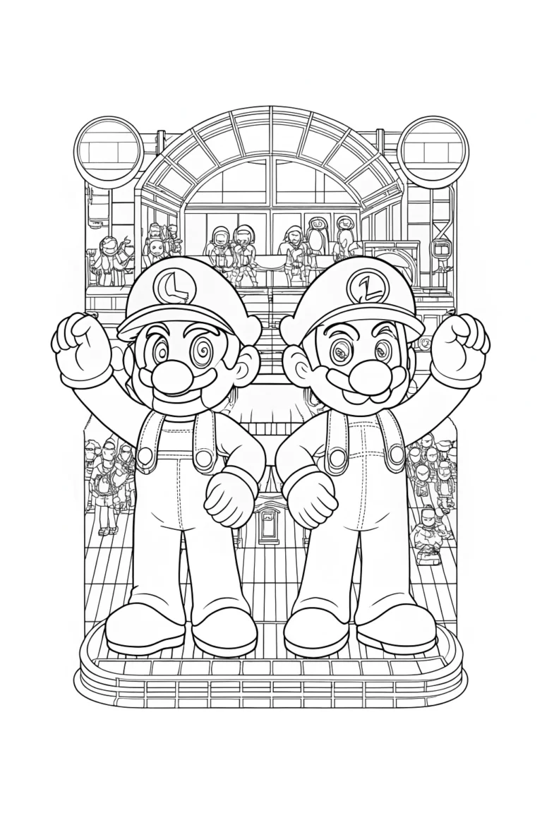 Mario and Luigi at Comic Con Coloring Page - Free & Printable