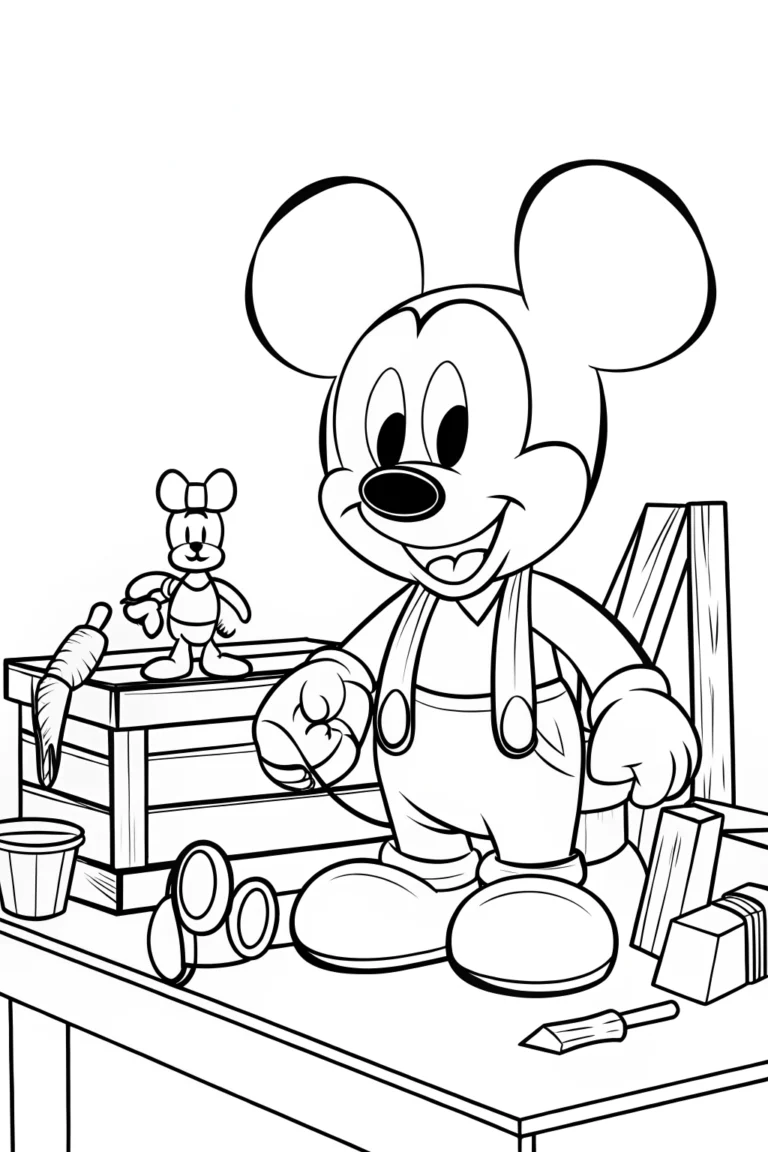 Mickey Mouse toy workshop Coloring Page - Free & Printable