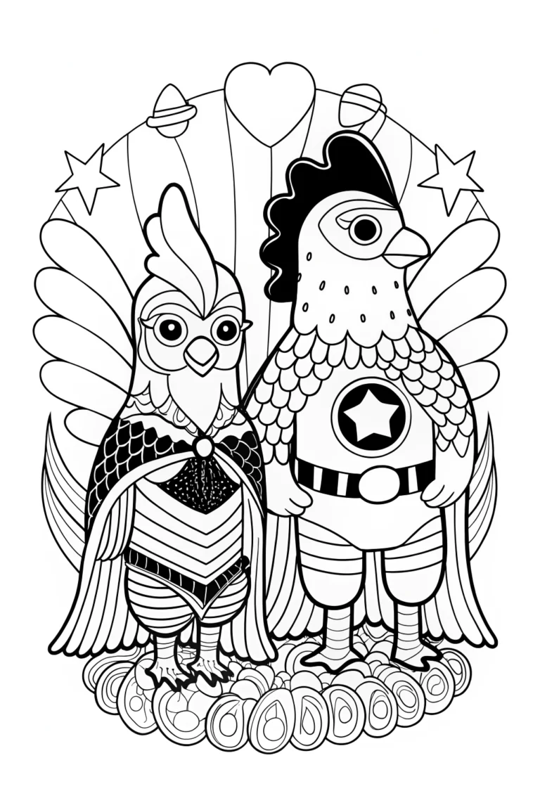 Chickens Dressed As Superheroes Coloring Page Free Printable