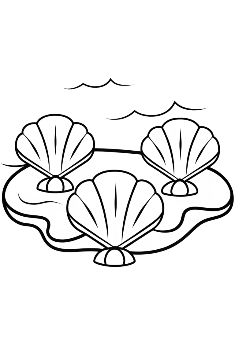 Seashells playing music on the beach Coloring Page - Free & Printable