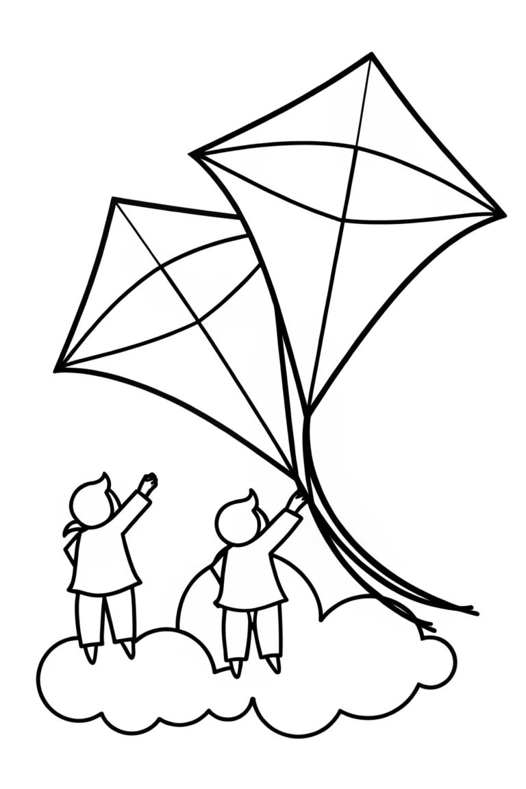 Rainbow High students flying kites Coloring Page - Free & Printable
