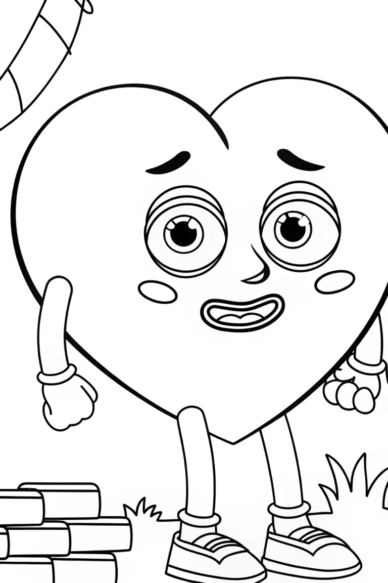 Heart character exploring emotions Coloring Page - Free & Printable