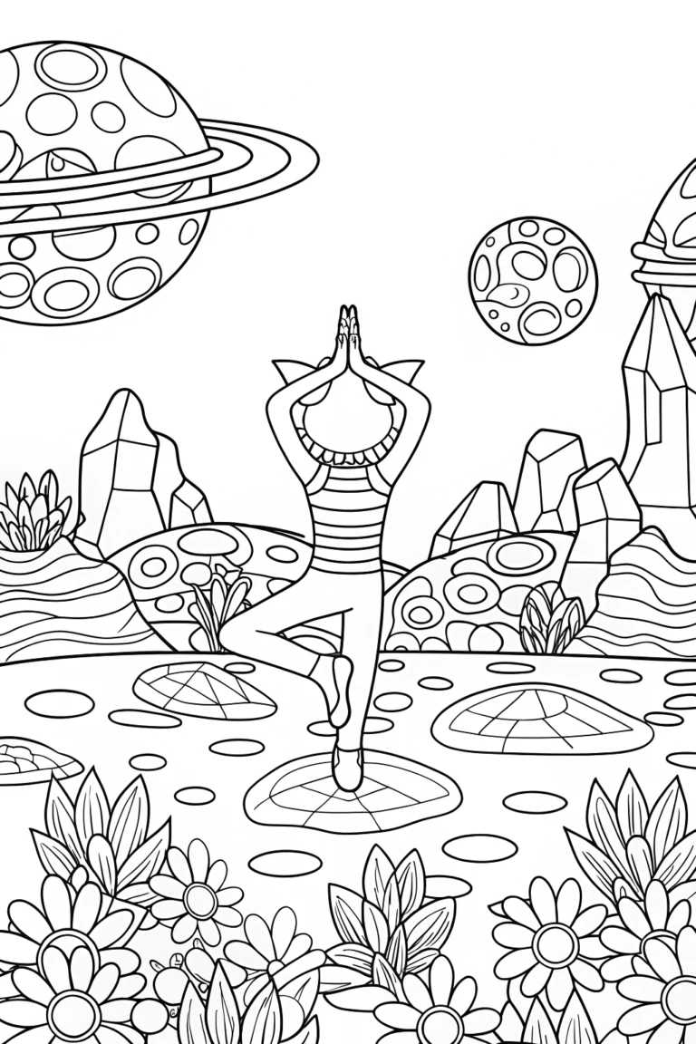 Sonic doing yoga on an alien planet Coloring Page - Free & Printable