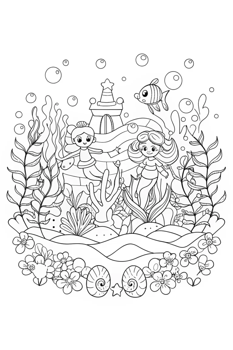 Ariel's underwater potion party Coloring Page - Free & Printable