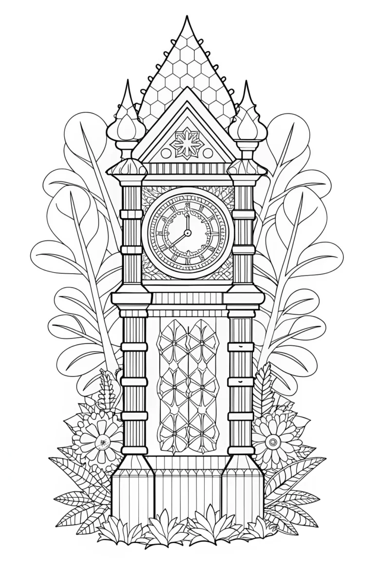 Huggy Wuggy's magical clock tower Coloring Page - Free & Printable