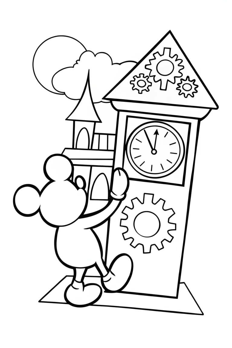 Mickey Mouse's clock tower adventure Coloring Page - Free & Printable