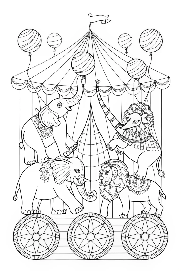 Animals performing at the circus Coloring Page - Free & Printable
