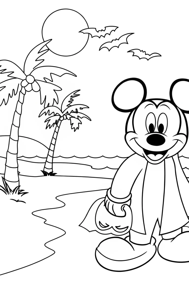 Mickey Mouse's spooky beach adventure Coloring Page - Free & Printable