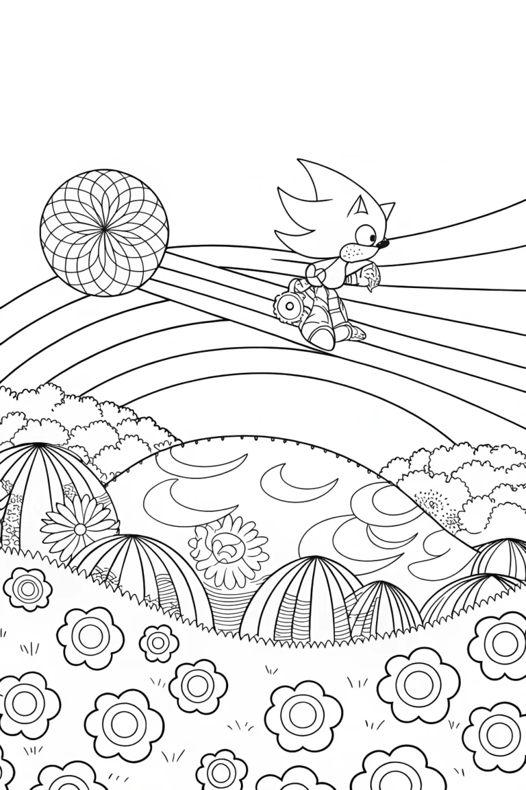 Sonic flying in a dreamland Coloring Page - Free & Printable