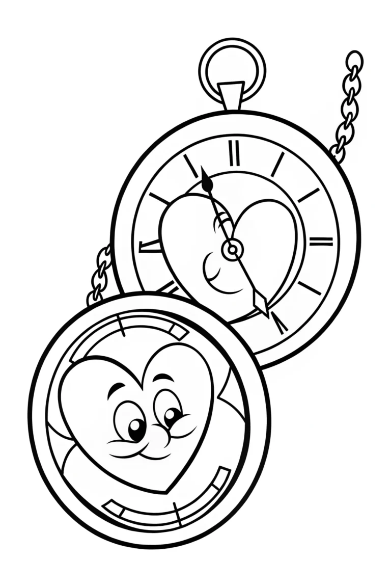 Heart characters in time machines Coloring Page - Free & Printable