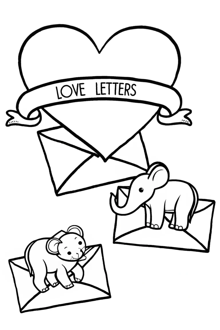 Animals delivering love letters Coloring Page - Free & Printable