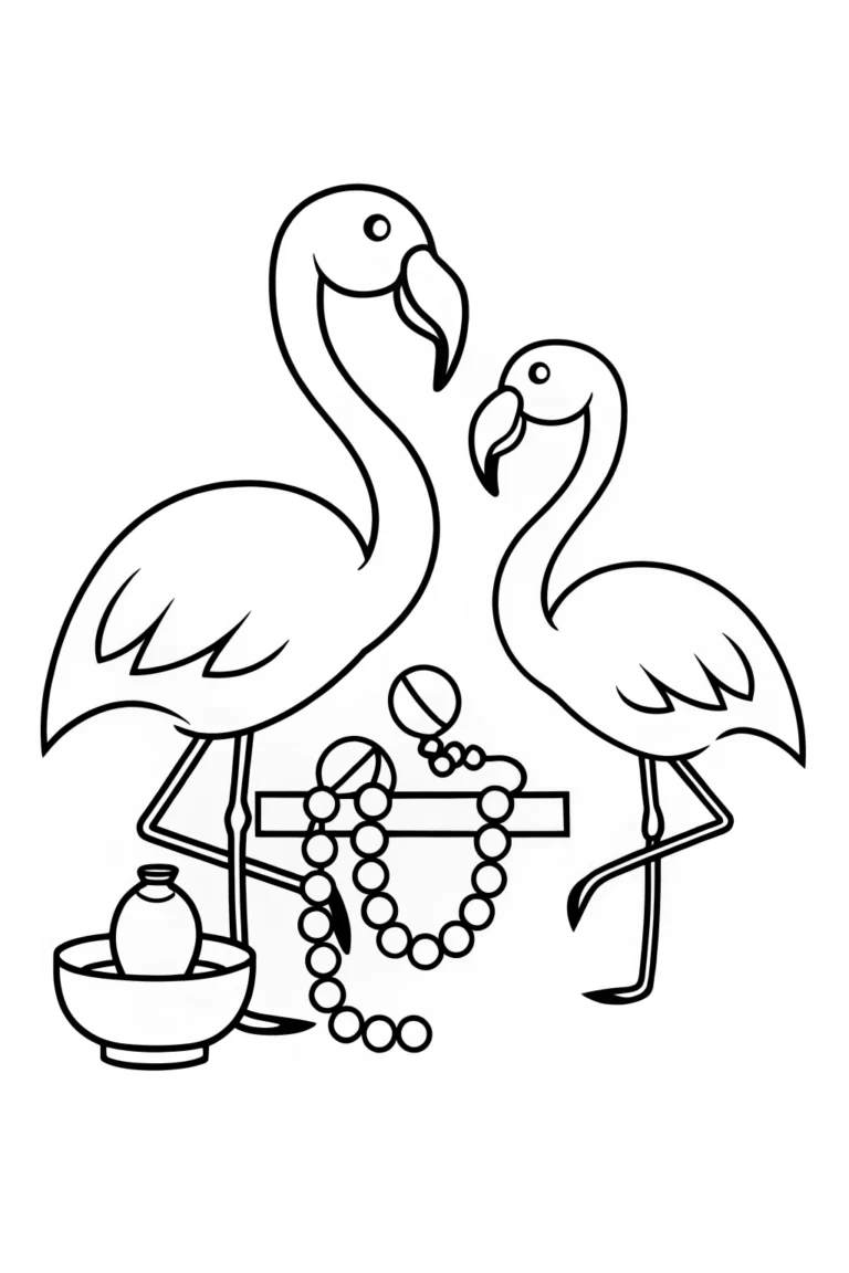 Flamingos crafting jewelry Coloring Page - Free & Printable
