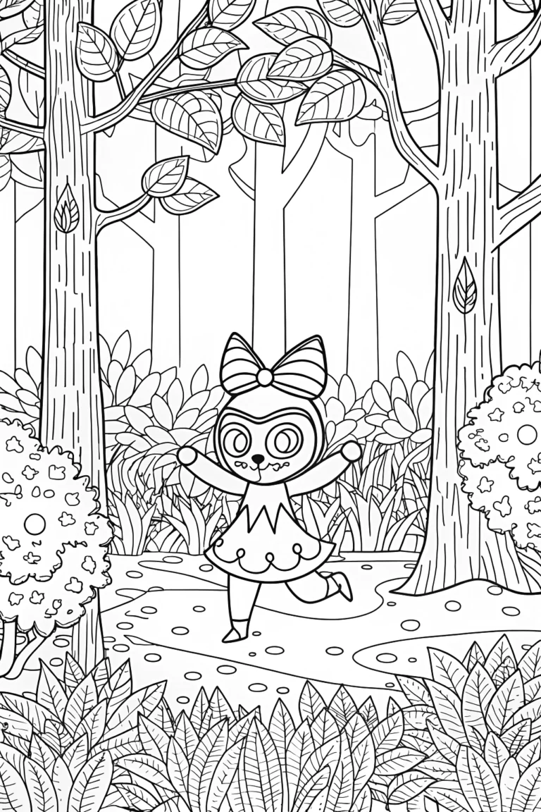 Kuromi dance-off in the forest Coloring Page - Free & Printable