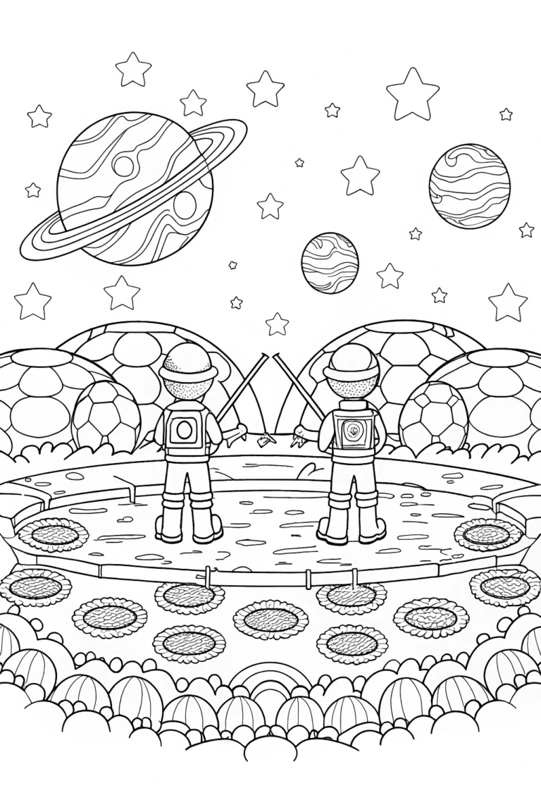 Mario and Luigi fishing in space Coloring Page - Free & Printable