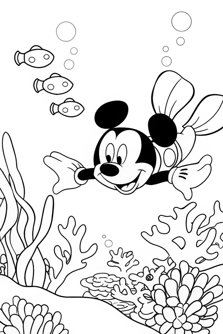 Mickey Mouse underwater adventure Coloring Page - Free & Printable