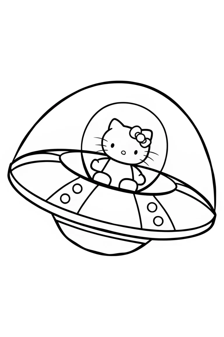 Hello Kitty in her starship Coloring Page - Free & Printable