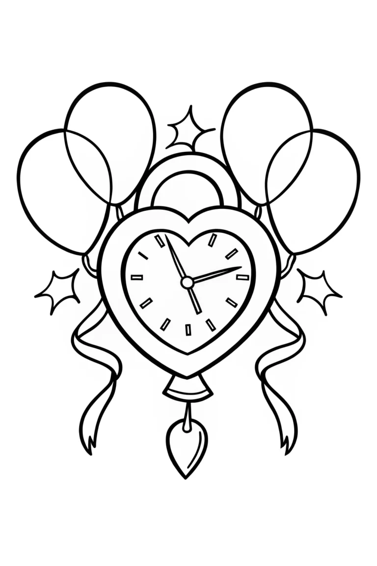 Heart-shaped time capsule celebration Coloring Page - Free & Printable