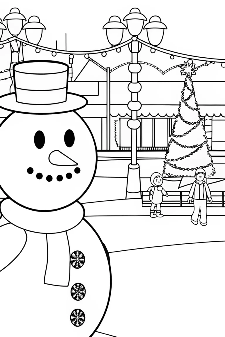 Winter carnival with snowman Coloring Page - Free & Printable