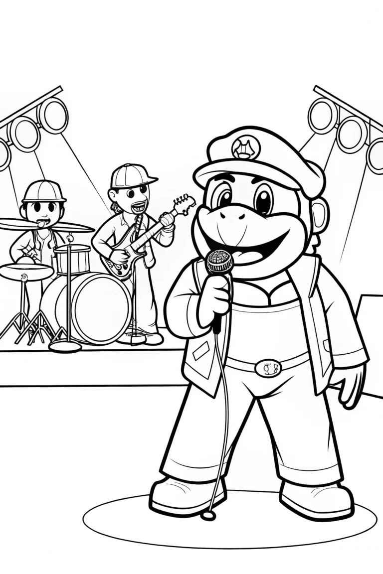 Bowser leads a rock band Coloring Page - Free & Printable