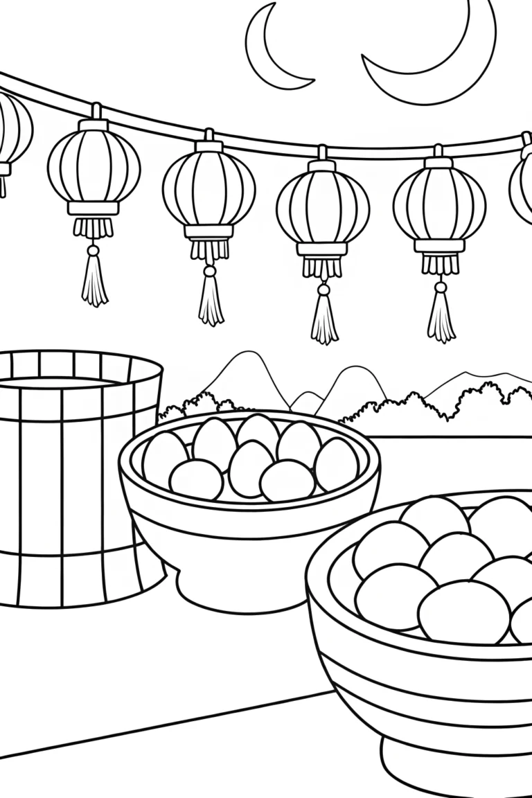 Easter Moonlight Lantern Festival Coloring Page - Free & Printable