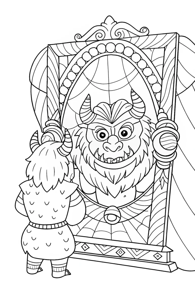 Monster looking in a mirror Coloring Page - Free & Printable