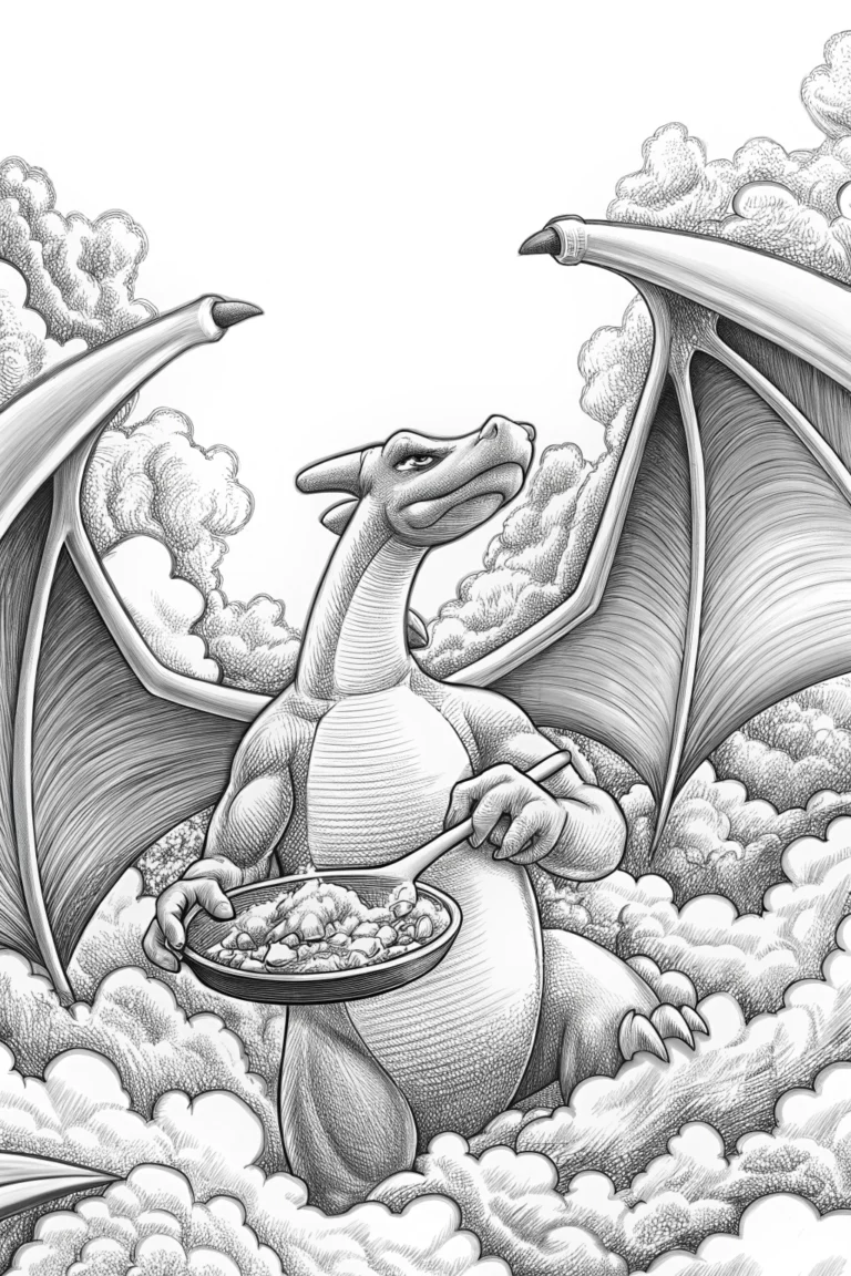 Charizard cooking in the sky Coloring Page - Free & Printable