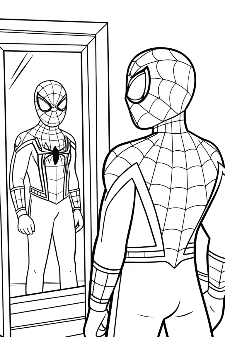 Venom in front of a magical mirror Coloring Page - Free & Printable