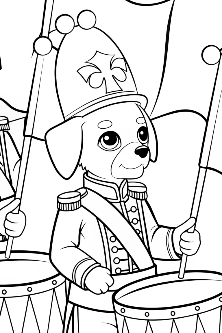 Puppy in a musical parade Coloring Page - Free & Printable
