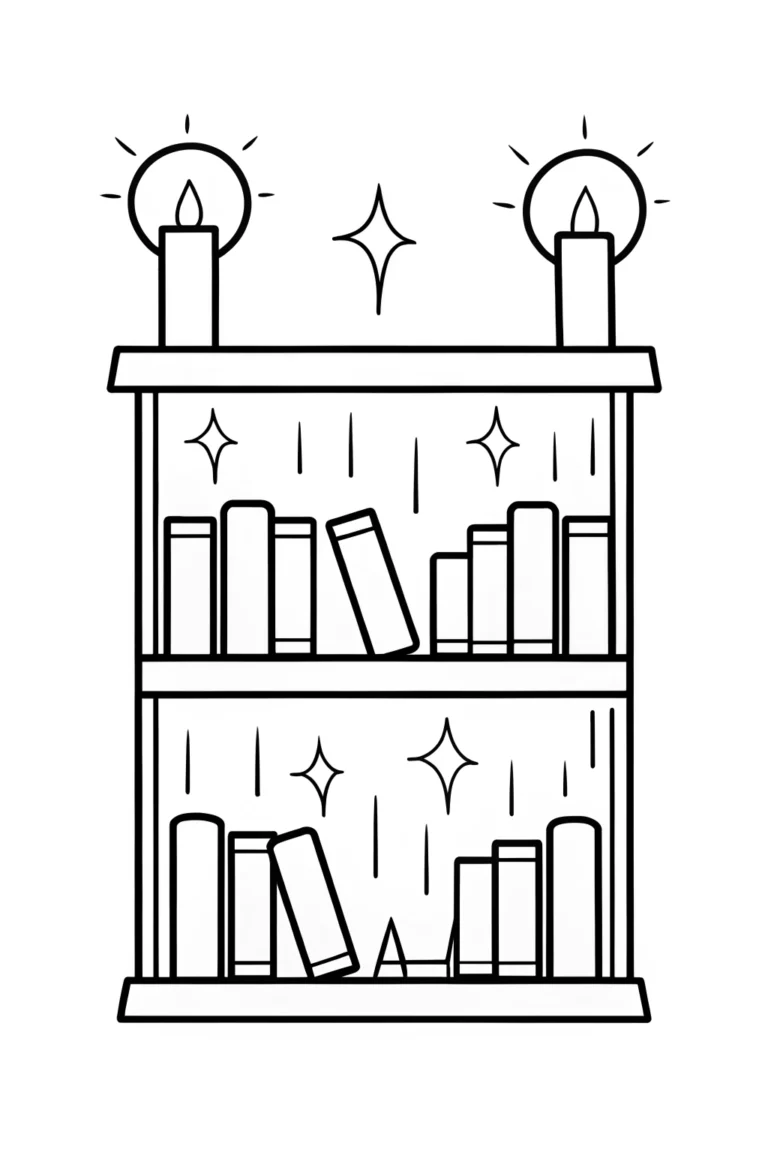Alphabet bookmarks in a magical library Coloring Page - Free & Printable