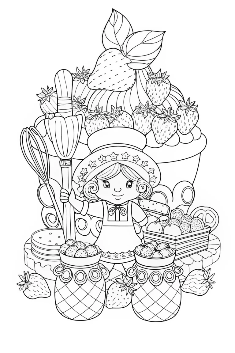 Strawberry Shortcake's recipe adventure Coloring Page - Free & Printable