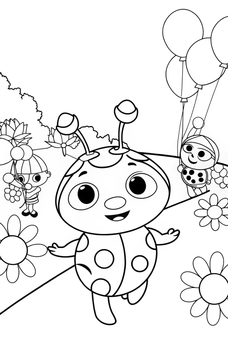 Ladybug leads a spring parade Coloring Page - Free & Printable