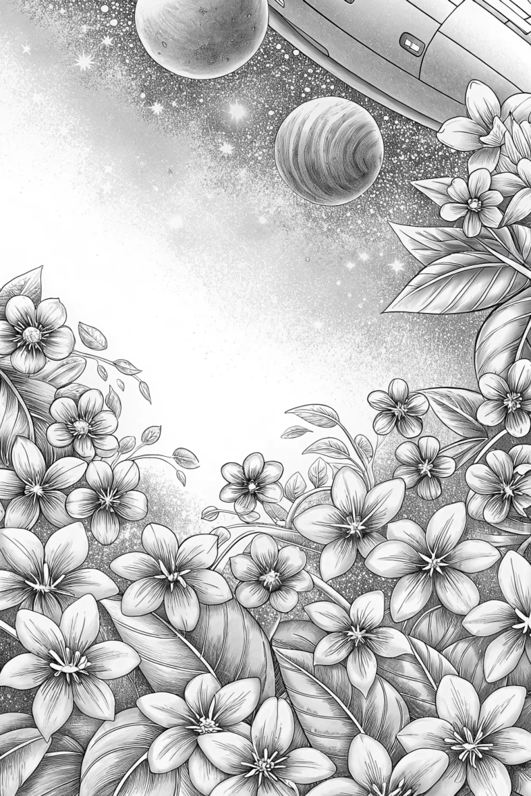 Flowers on a space expedition Coloring Page - Free & Printable