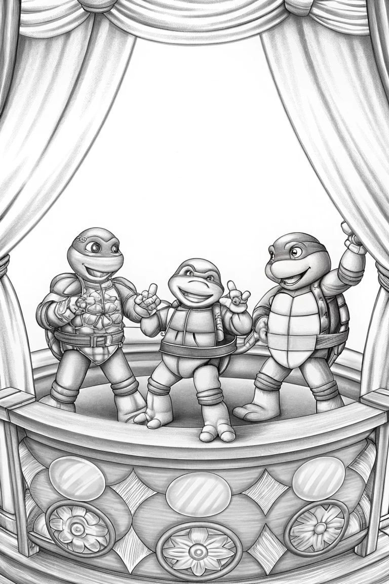 Teenage Mutant Ninja Turtles puppet show Coloring Page - Free & Printable