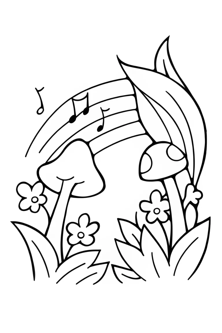 JJ in a magical music garden Coloring Page - Free & Printable