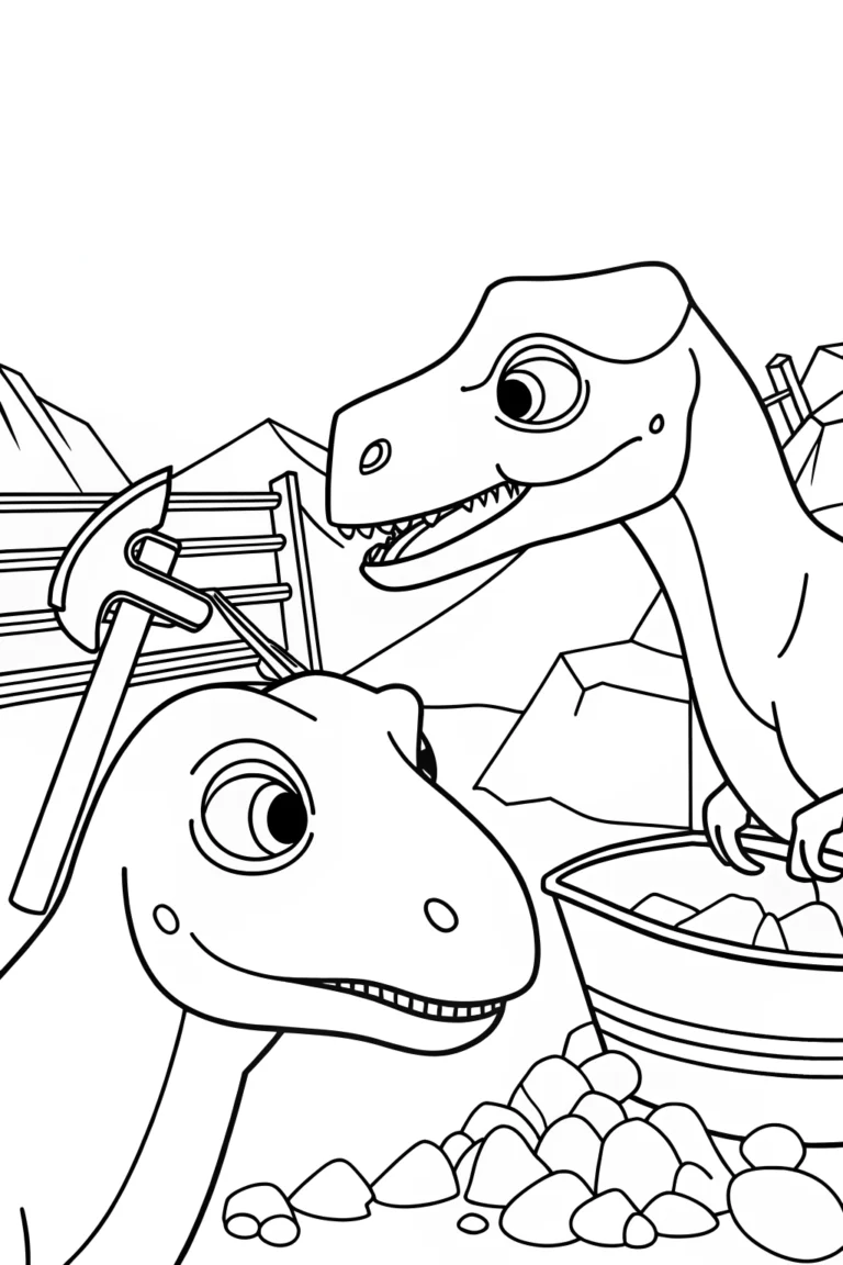 Dinosaurs sculpting at a quarry Coloring Page - Free & Printable
