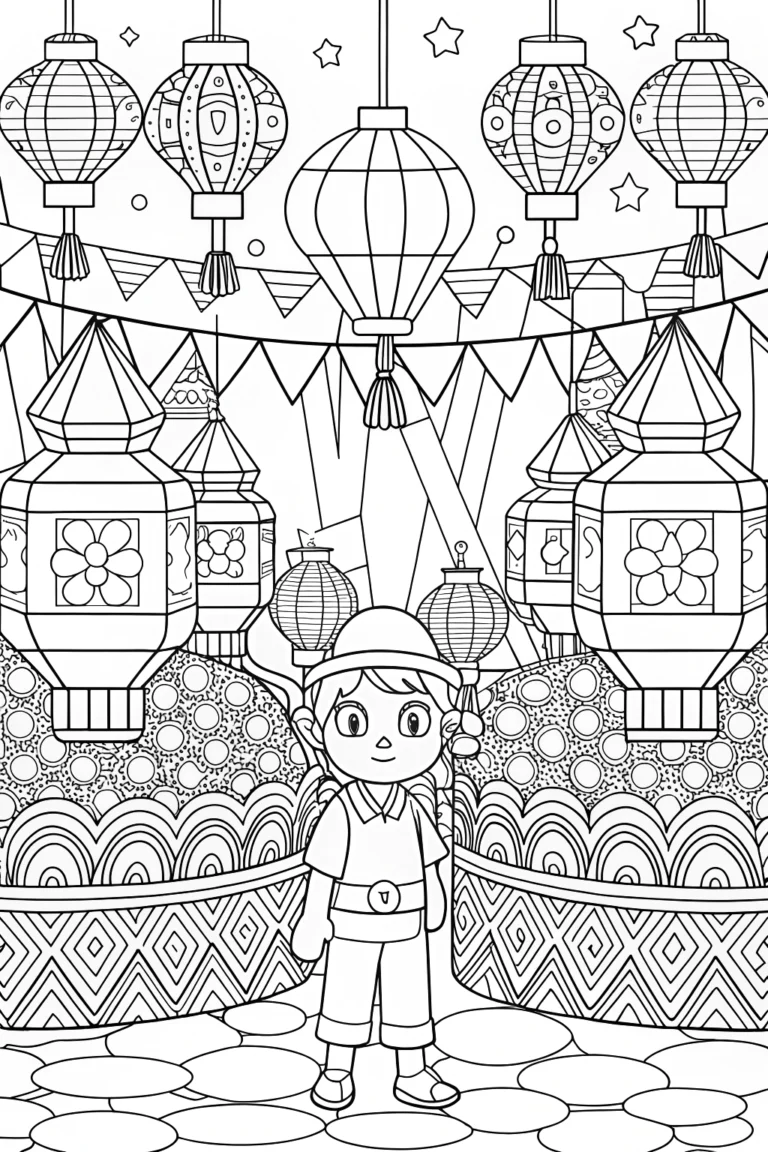Luigi at the lantern festival Coloring Page - Free & Printable