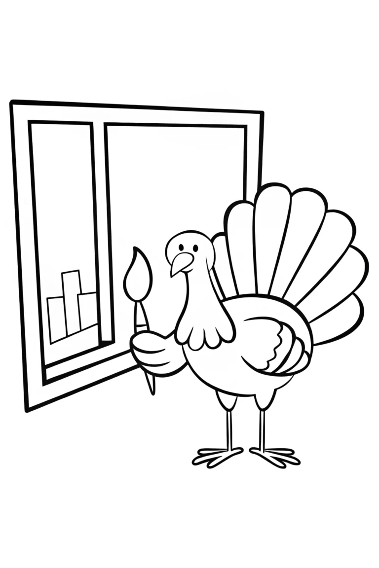 Turkey painting a mural Coloring Page - Free & Printable